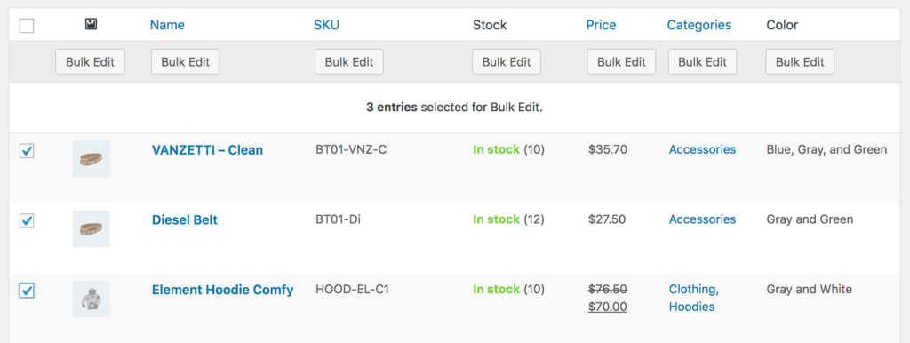 Example of a customized WooCommerce Products list table - Admin Columns