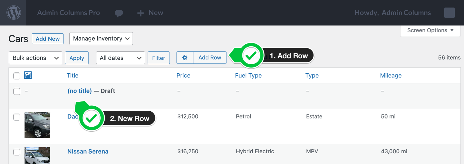 Quick Add - Admin Columns